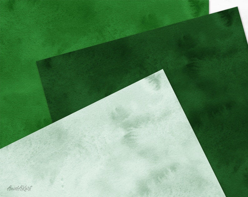 Green Watercolor Background Green Ombre Digital Paper Pack - Etsy