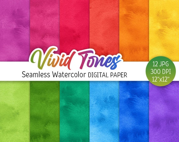 Vivid Watercolor Digital Paper Pack Saturated Hues Seamless - Etsy