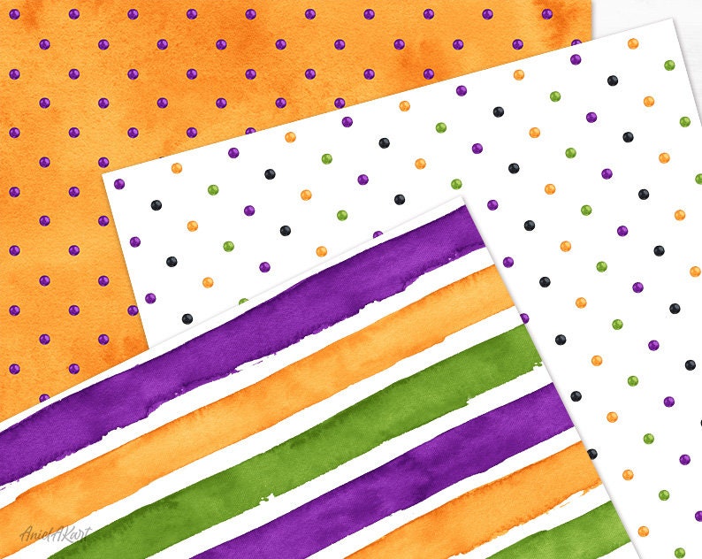 Halloween Digital Paper Pack Watercolor Polka Dot Seamless - Etsy