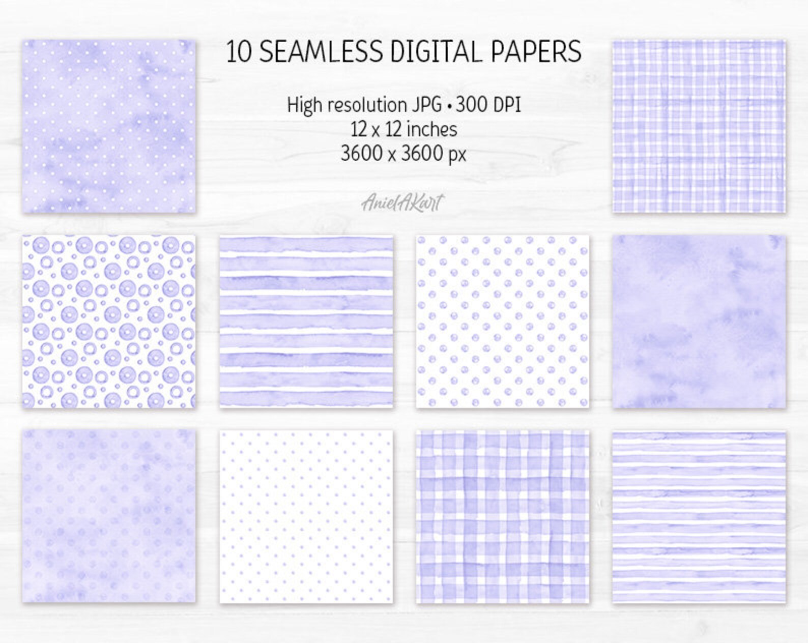 Lavender Purple Seamless Pattern Watercolor Polka Dot Digital - Etsy
