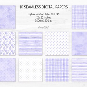 Lavender Purple Seamless Pattern Watercolor Polka Dot Digital Paper ...