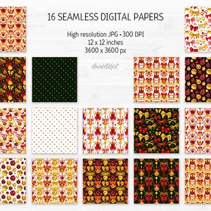 Christmas Watercolor Digital Paper Pack Seamless Pattern Ornaments ...