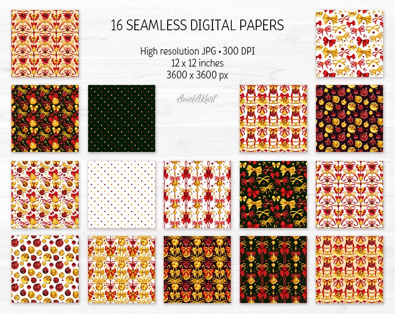 Christmas Watercolor Digital Paper Pack Seamless Pattern - Etsy
