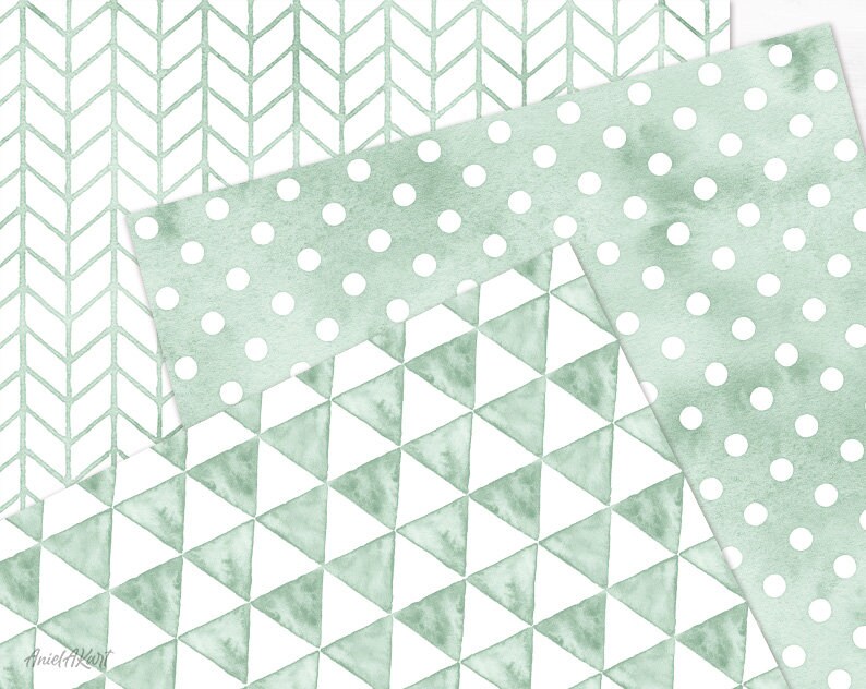 Sage Green Geometric Pattern Watercolor Seamless Digital Paper - Etsy