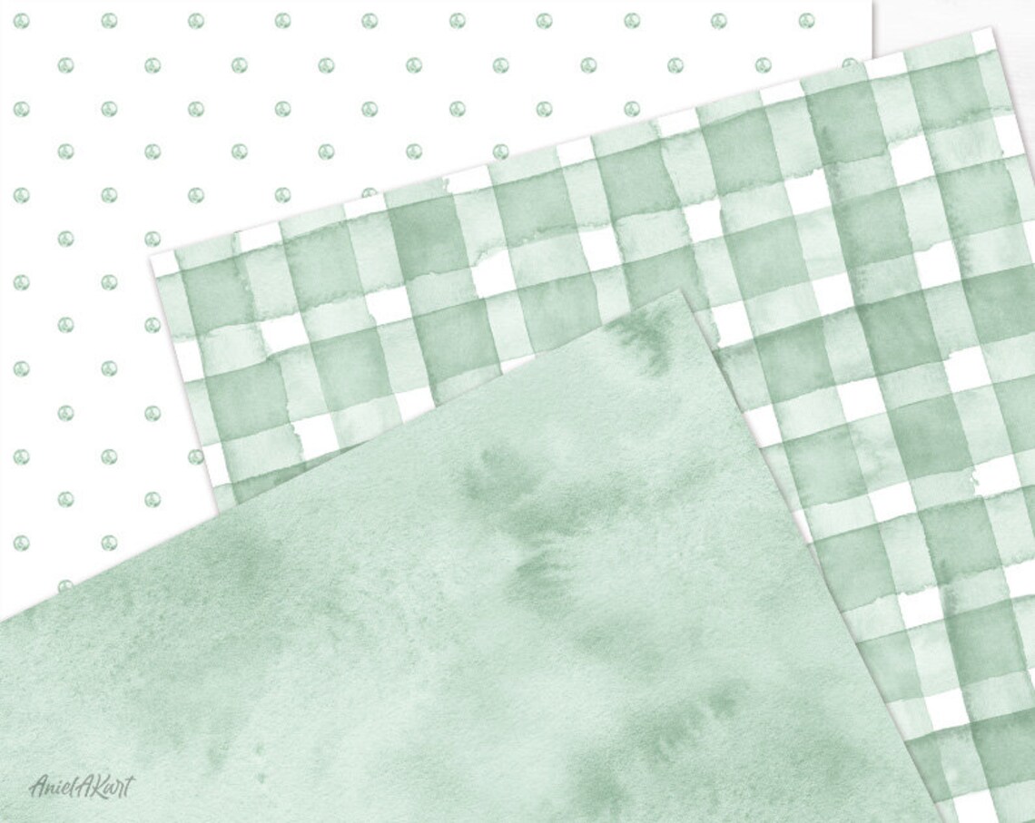 Sage Green Seamless Pattern Watercolor Polka Dot Digital Paper | Etsy