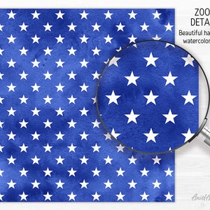 Independence Day Digital Paper Pack Watercolor Stars Seamless Pattern ...