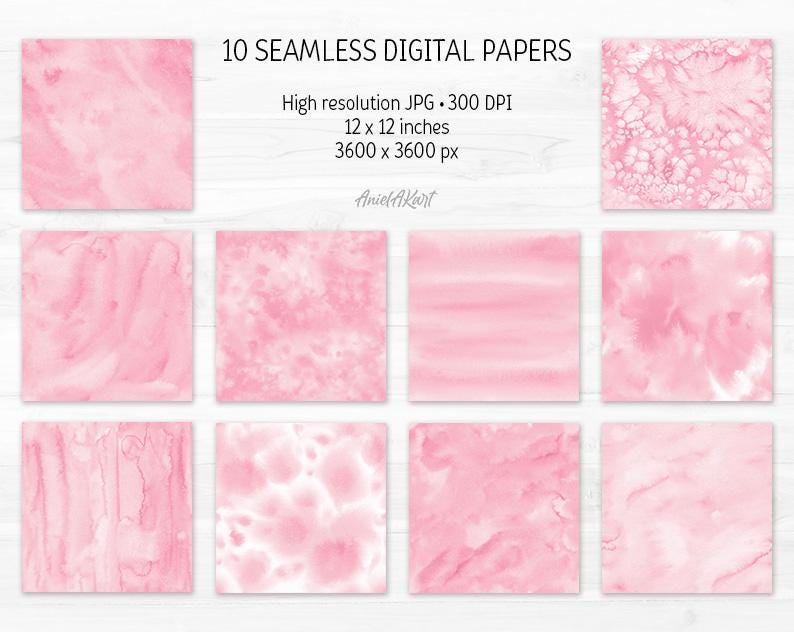 Blush Pink Watercolor Background Abstract Wedding Digital Paper Pack ...