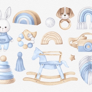 Watercolor Baby Boy Clipart Blue Baby Shower PNG Newborn Clipart ...