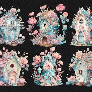 Pastel Fairy House Clipart Watercolor Flower Fairy House PNG ...