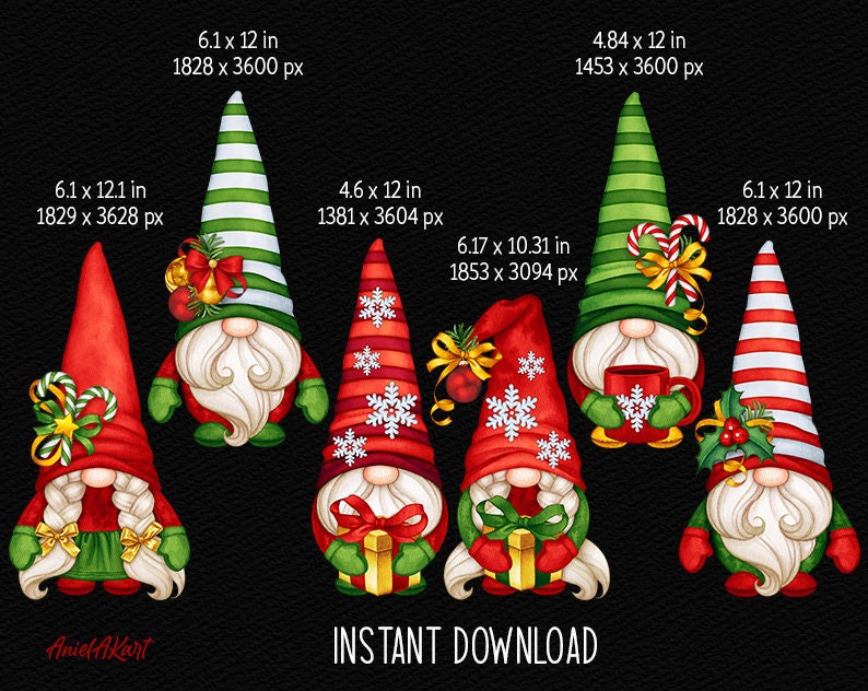 Christmas Gnomes PNG Clipart Christmas Clipart Cute Gnomes | Etsy