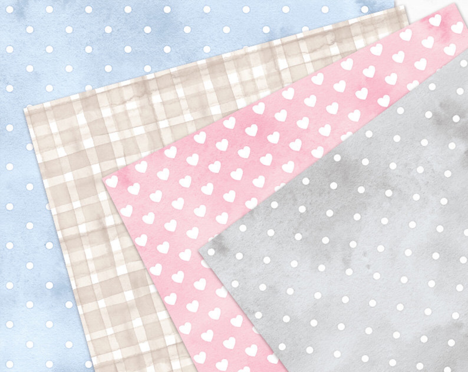 Cute Baby Digital Paper Pack Pastel Seamless Pattern Watercolor Polka ...