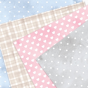 Cute Baby Digital Paper Pack Pastel Seamless Pattern Watercolor Polka ...