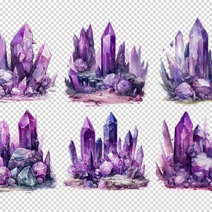Watercolor Amethyst Clipart Purple Gemstone PNG Amethyst Crystal ...