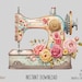 Watercolor Sewing Machine Clipart Vintage Floral Sewing Machine PNG ...