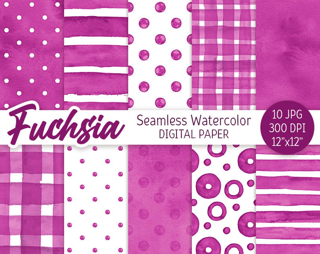 Fuchsia Seamless Pattern Watercolor Purple Polka Dot Digital Paper Pack ...