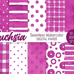 Fuchsia Seamless Pattern Watercolor Purple Polka Dot Digital Paper Pack ...