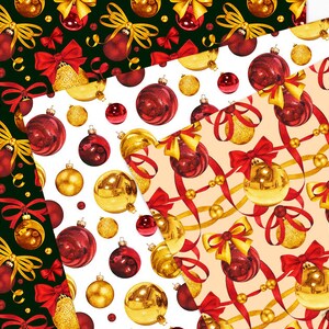 Christmas Watercolor Digital Paper Pack Seamless Pattern Ornaments ...