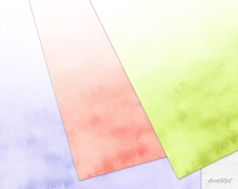 Pastel Ombre Watercolor Background Pastel Digital Paper Pack Rainbow ...