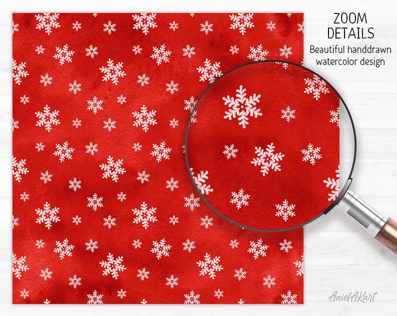 Christmas Digital Paper Pack Watercolor Snowflakes Seamless Pattern ...