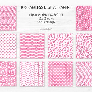 Pink Digital Paper Pack Watercolor Confetti Seamless Pattern Printable ...