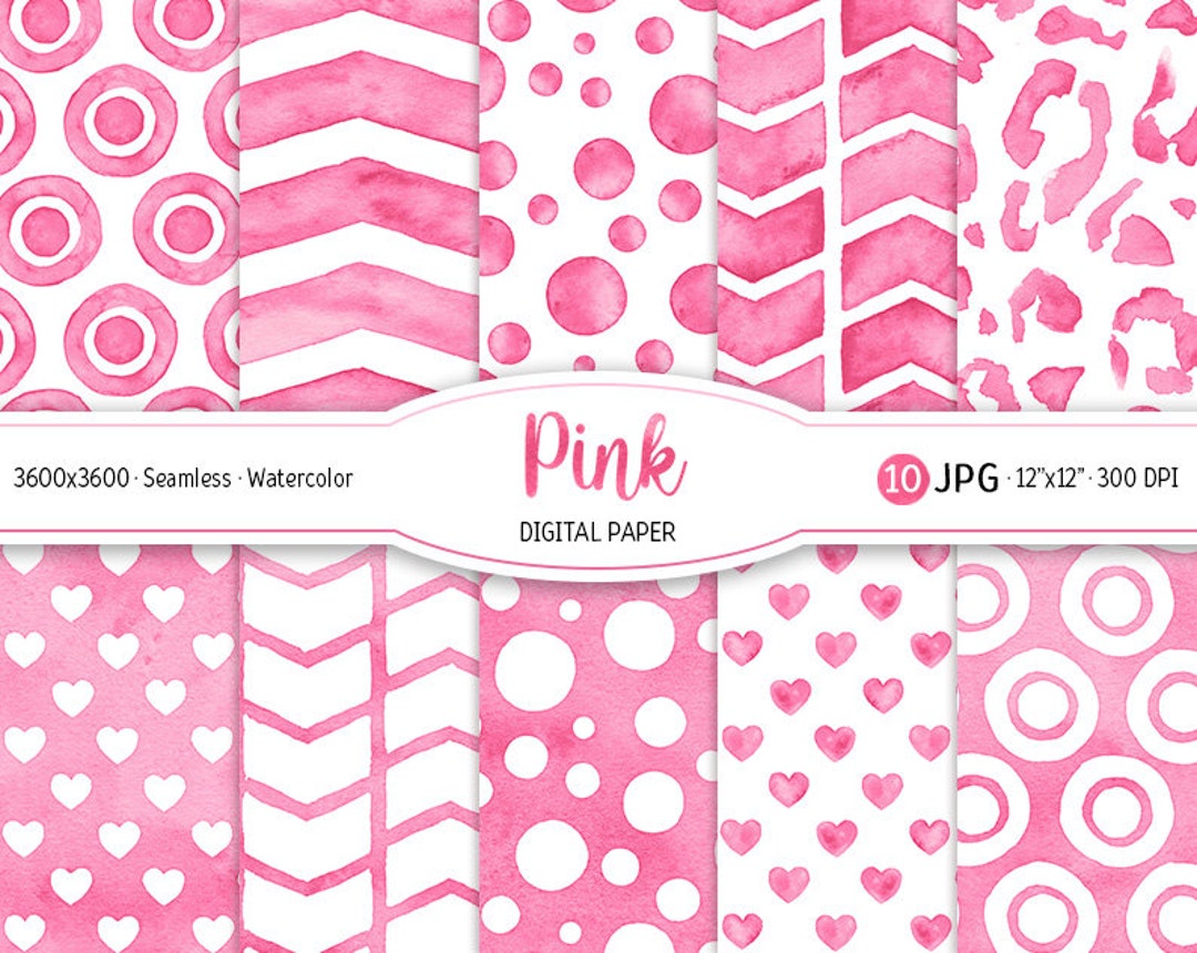 Pink Digital Paper Pack Watercolor Confetti Seamless Pattern Printable ...