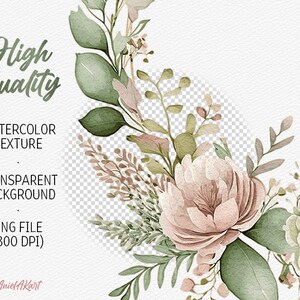 Watercolor Boho Floral Frame Clipart Flower Wreath Boho Wedding PNG ...