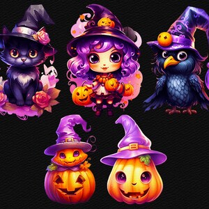 Cute Halloween Clipart Pack Halloween Watercolor Clipart Printable ...