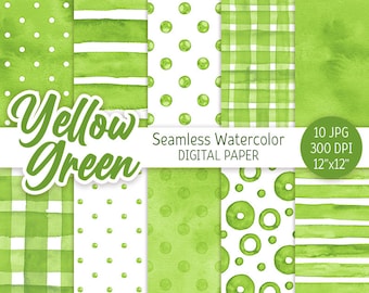 Bright Lime Green Digital Paper Backgrounds With Flowers Polka - Etsy