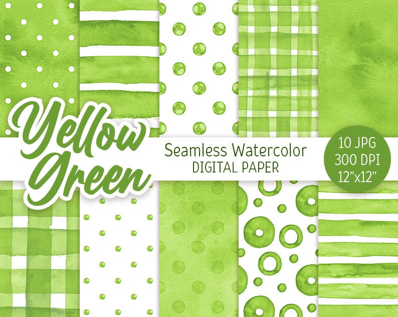 Green Seamless Pattern Watercolor Polka Dot Digital Paper Pack | Etsy