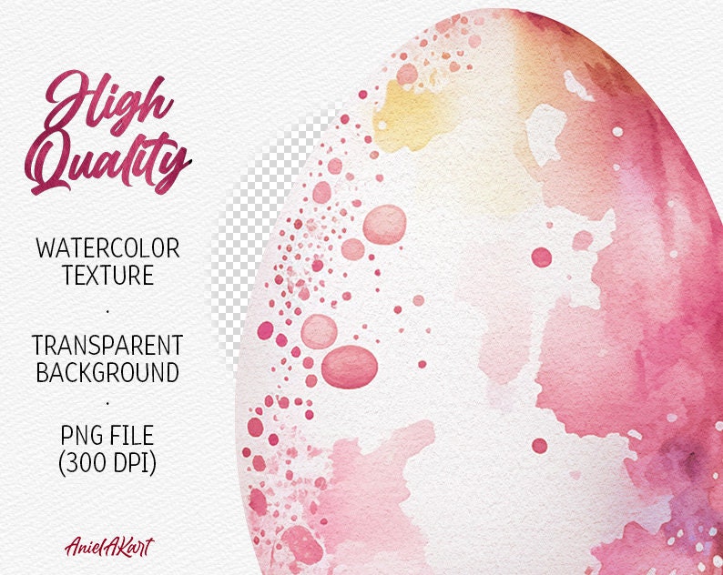 Watercolor Easter Eggs Clipart Bundle White and Pink Easter Egg PNG ...