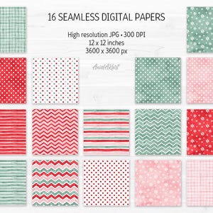 Christmas Seamless Pattern Watercolor Digital Paper Pack Polka Dot ...