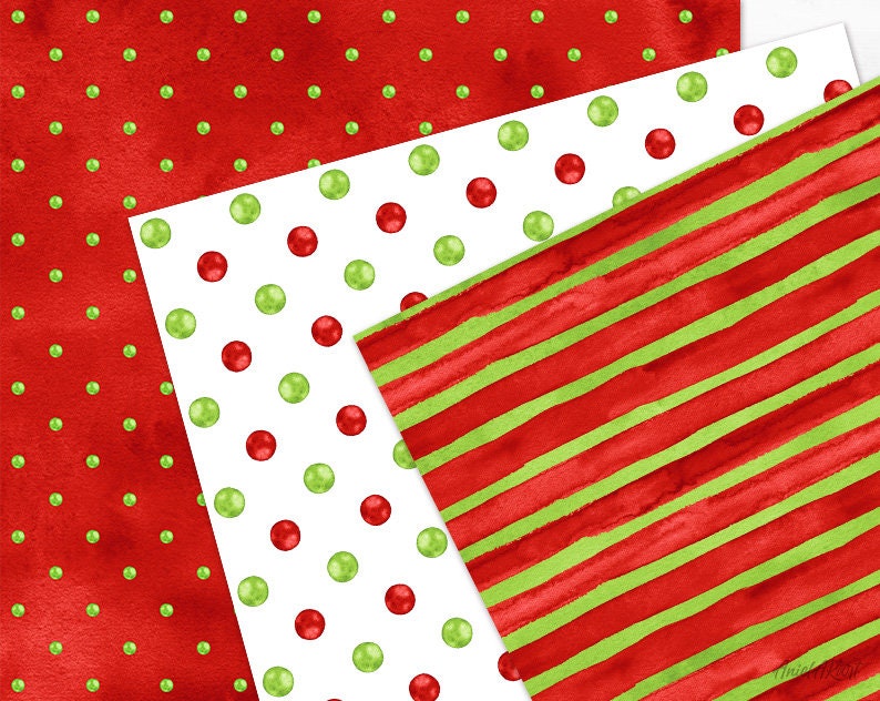 Christmas Digital Paper Pack Watercolor Polka Dot Seamless - Etsy