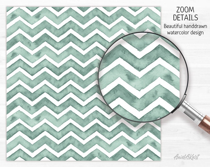Muted Green Geometric Pattern Watercolor Seamless Digital Paper Pack ...