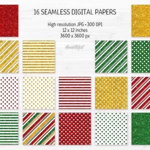 Christmas Glitter Digital Paper Pack Polka Dot Seamless Pattern ...