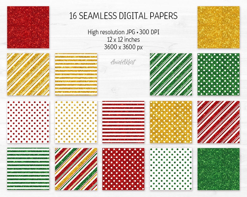 Christmas Glitter Digital Paper Pack Polka Dot Seamless - Etsy