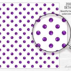 Purple Seamless Pattern Watercolor Polka Dot Digital Paper Pack ...