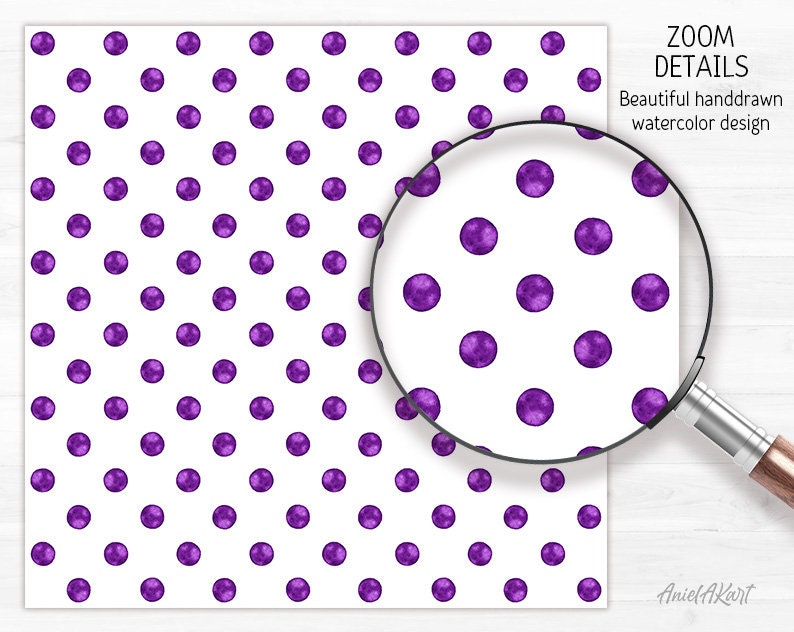 Purple Seamless Pattern Watercolor Polka Dot Digital Paper - Etsy