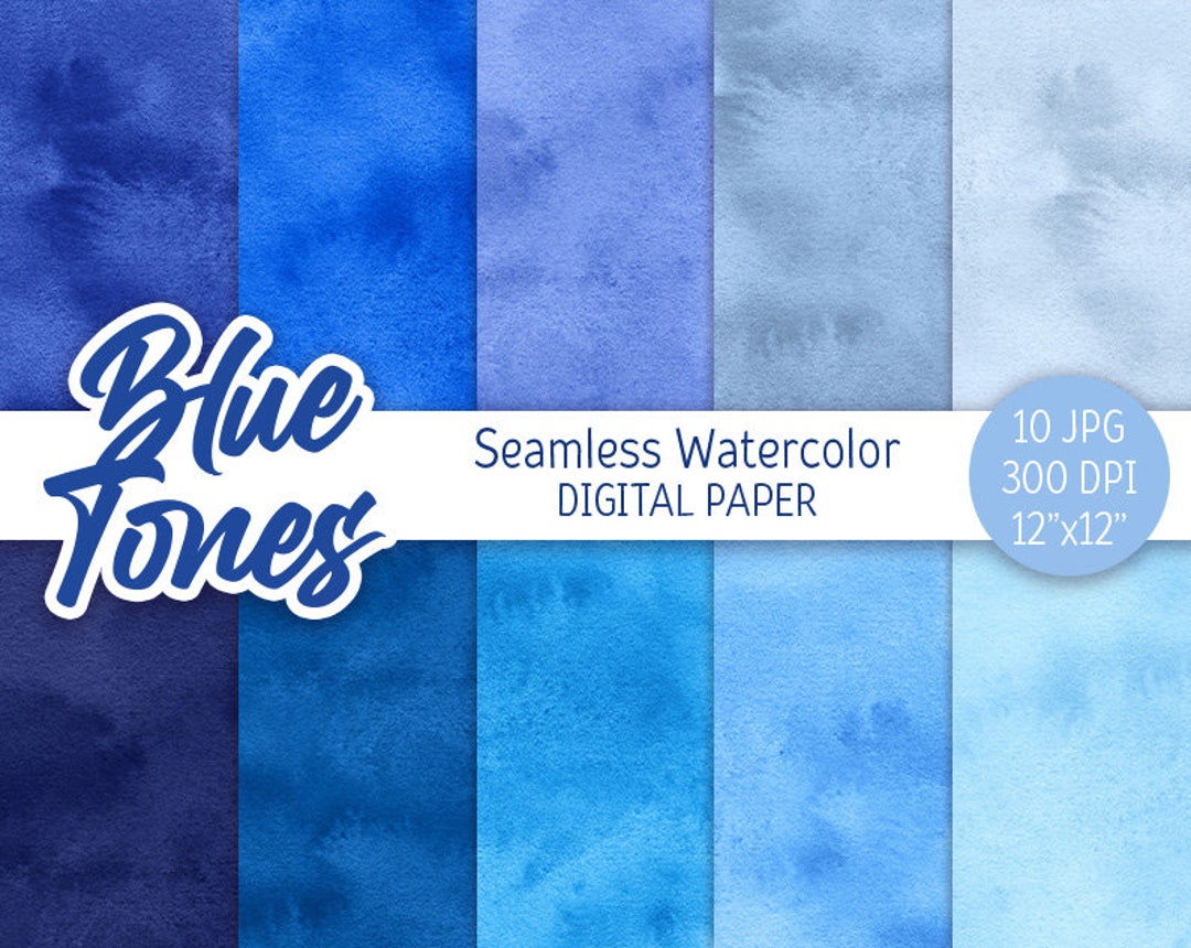 Blue Watercolor Background Blue Ombre Digital Paper Pack Seamless ...