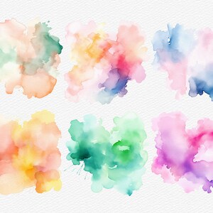 Pastel Watercolor Splash Clipart PNG Bundle Brush Strokes Clipart ...