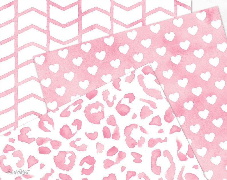 Blush Pink Digital Paper Pack Watercolor Confetti Seamless - Etsy