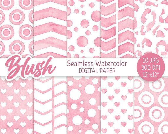 Blush Pink Digital Paper Pack Watercolor Confetti Seamless | Etsy