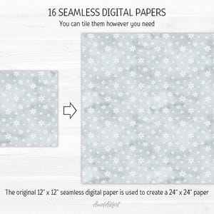 Christmas Digital Paper Pack Watercolor Snowflakes Seamless Pattern ...