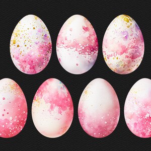 Watercolor Easter Eggs Clipart Bundle White and Pink Easter Egg PNG ...