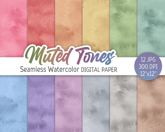 Muted Watercolor Digital Paper Pack Pastel Bohemian Hues - Etsy