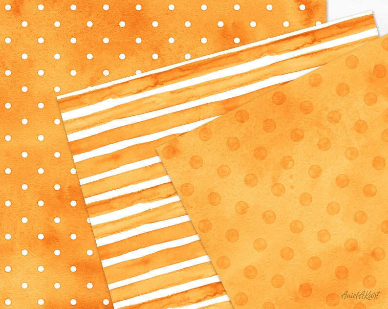 Orange Seamless Pattern Watercolor Polka Dot Digital Paper - Etsy