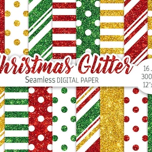 Christmas Glitter Digital Paper Pack Polka Dot Seamless Pattern ...