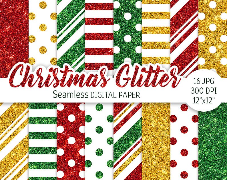 Christmas Glitter Digital Paper Pack Polka Dot Seamless - Etsy