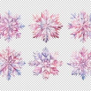 Watercolor Snowflake Clipart Pink Snowflake PNG Watercolor Cozy ...