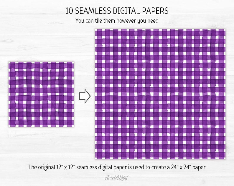 Purple Seamless Pattern Watercolor Polka Dot Digital Paper Pack ...