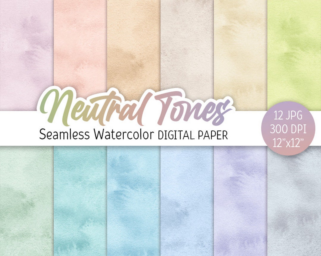 Neutral Watercolor Digital Paper Pack Pastel Bohemian Hues Seamless ...